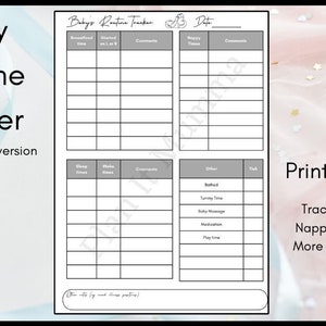 BREASTFEEDING VERSION: Daily Baby Routine Tracker Nappies Sleeps ...