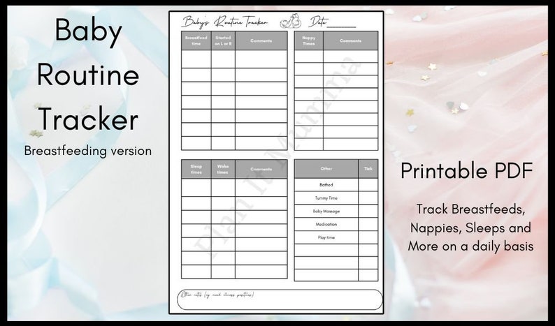 BREASTFEEDING VERSION: Daily Baby Routine Tracker Nappies Sleeps ...