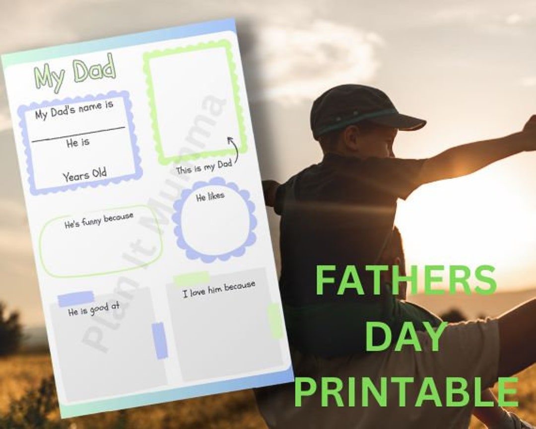 Fathers Day Funny Printable All About My Dad Page Digital Download Kids ...