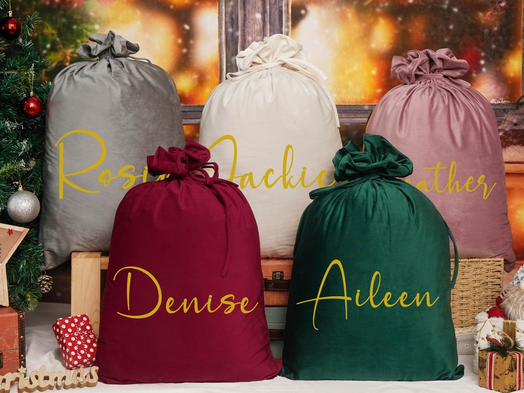 Personalized Large Santa Bag, Velvet Christmas Bag, Personalized ...