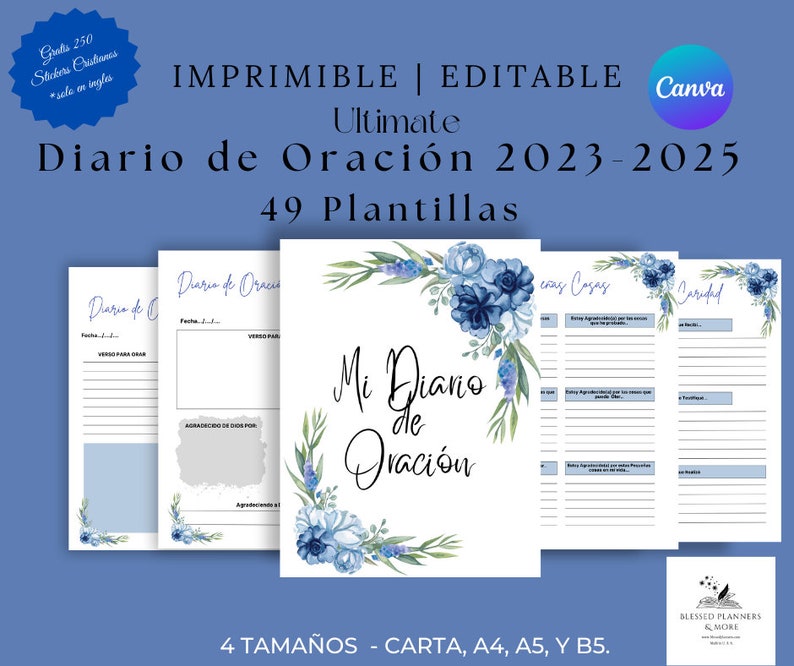 Diario De Oración Editable 4 Tamaños (tamaño Carta, A4, B5, Y A5) - Etsy