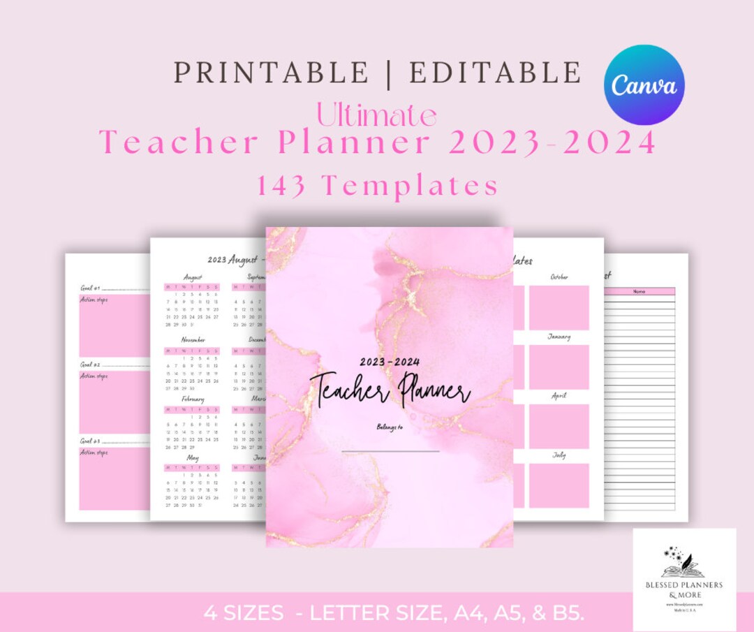 Teacher Planner 2023-2024 (US Letter, A4, A5, & B5) - Etsy