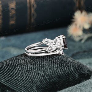 Infinity Alexandrite Engagement Ring Set Vintage Oval Cut White Gold ...