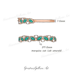 Marquise Emerald Ring Lab Emerald Wedding Band Art Deco Wedding Ring ...
