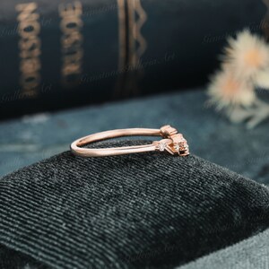 Leaf Wedding Band Curved Unique Branch Rose Gold Moissanite Wedding ...