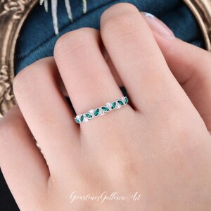 Marquise Emerald Ring Lab Emerald Wedding Band Art Deco Wedding Ring ...