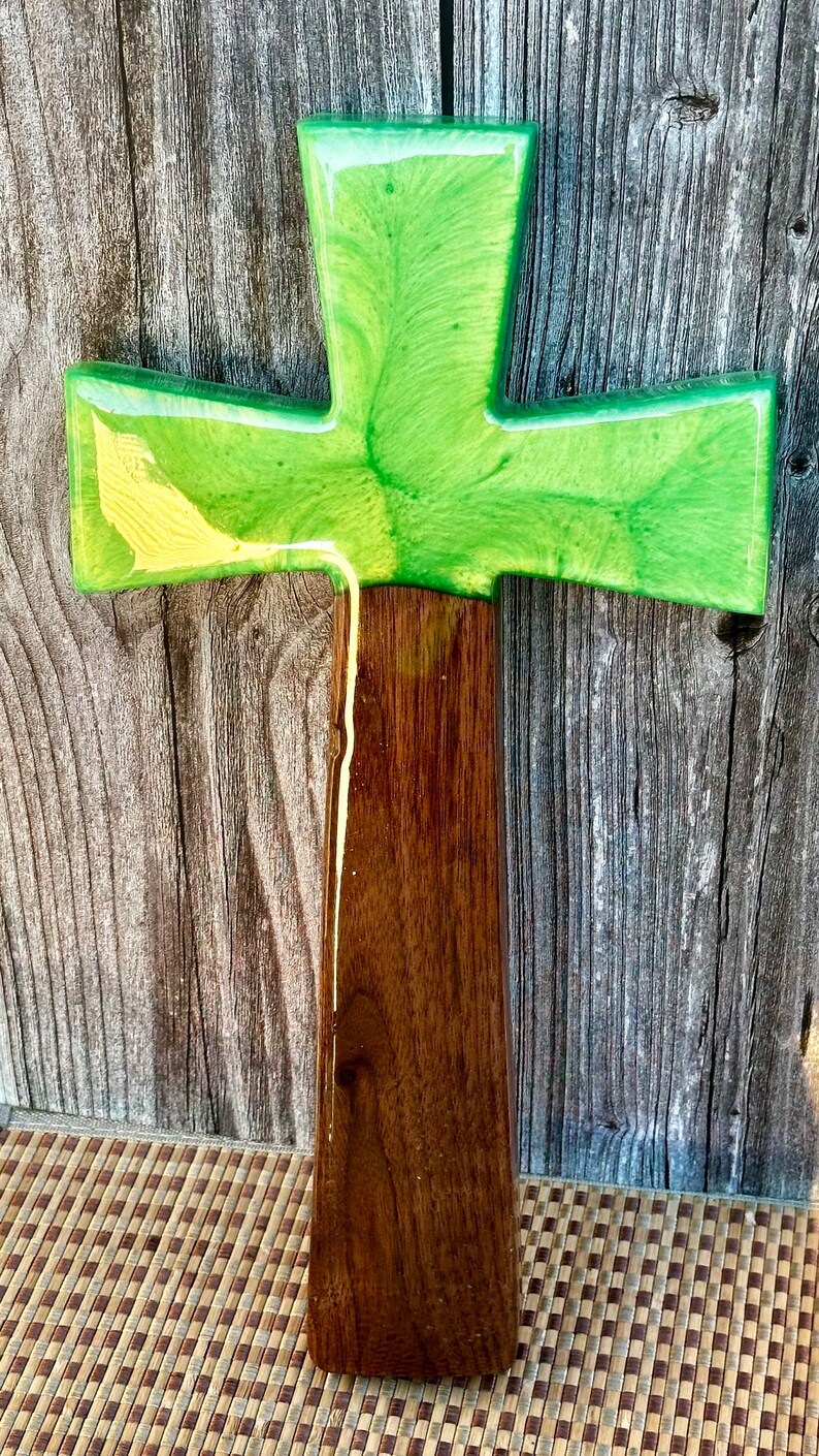 XL Large Lime/neon Green Epoxy Resin Black Walnut Wood Handmade Flared ...