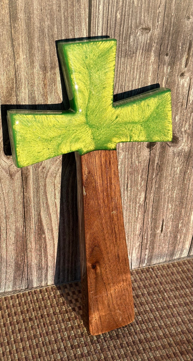 XL Large Lime/neon Green Epoxy Resin Black Walnut Wood Handmade Flared ...