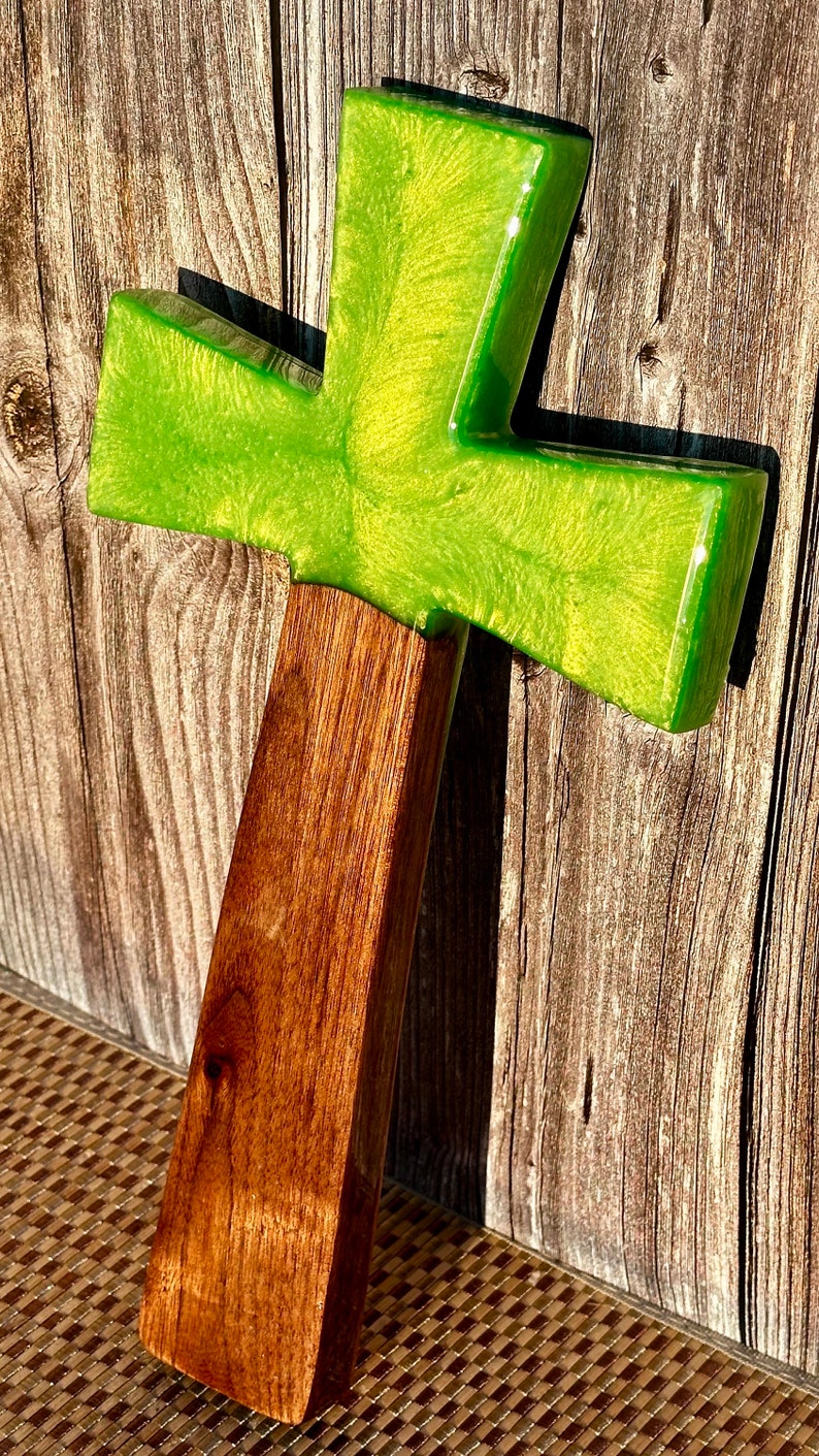 XL Large Lime/neon Green Epoxy Resin Black Walnut Wood Handmade Flared ...