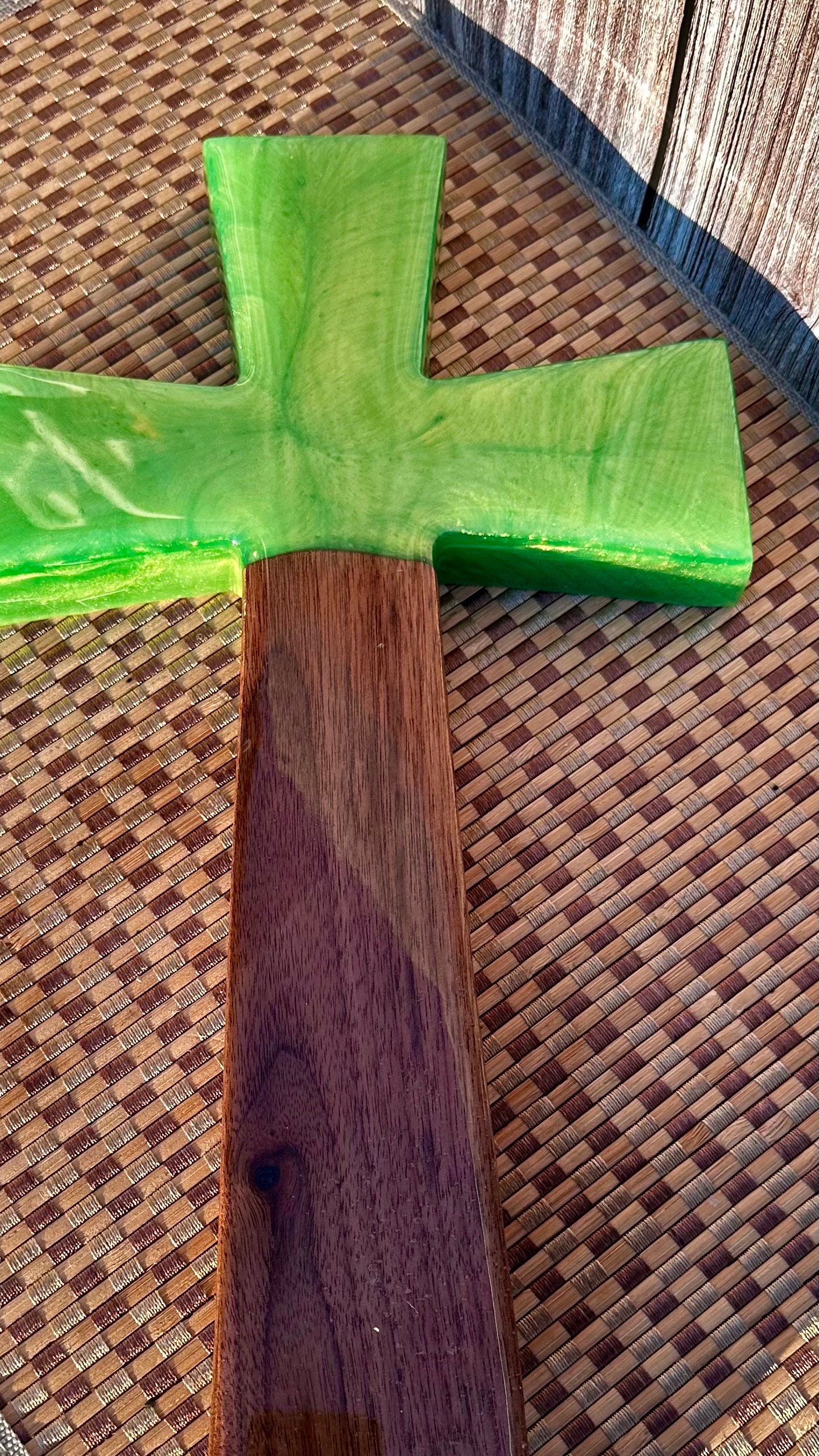 XL Large Lime/neon Green Epoxy Resin Black Walnut Wood Handmade Flared ...