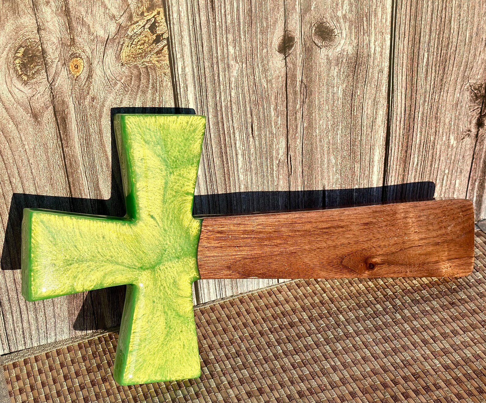 XL Large Lime/neon Green Epoxy Resin Black Walnut Wood Handmade Flared ...