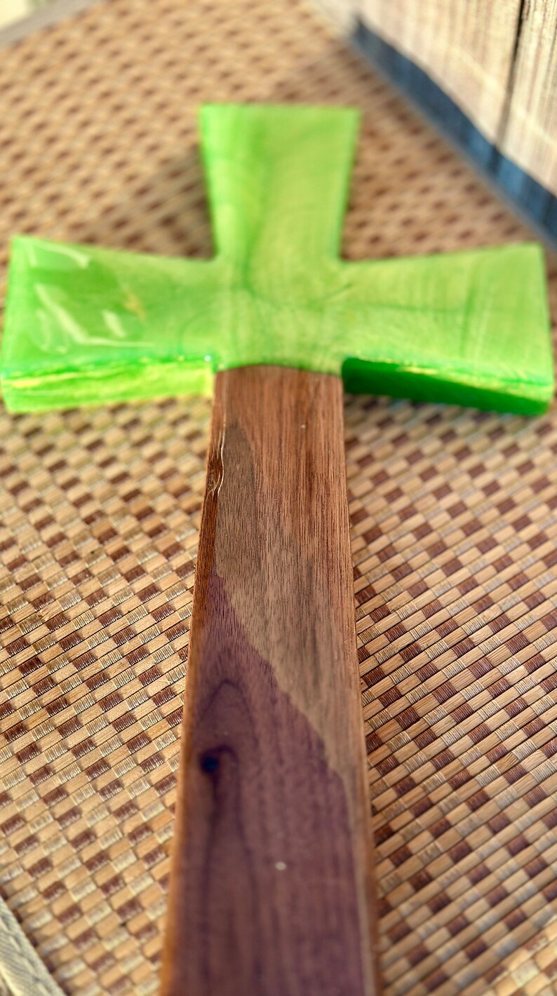 XL Large Lime/neon Green Epoxy Resin Black Walnut Wood Handmade Flared ...