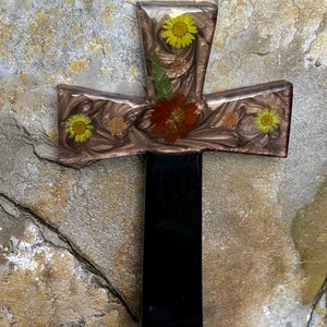 XL Yellow and Orange Flowers With Bronze/rose Gold Epoxy Resin Exotic ...