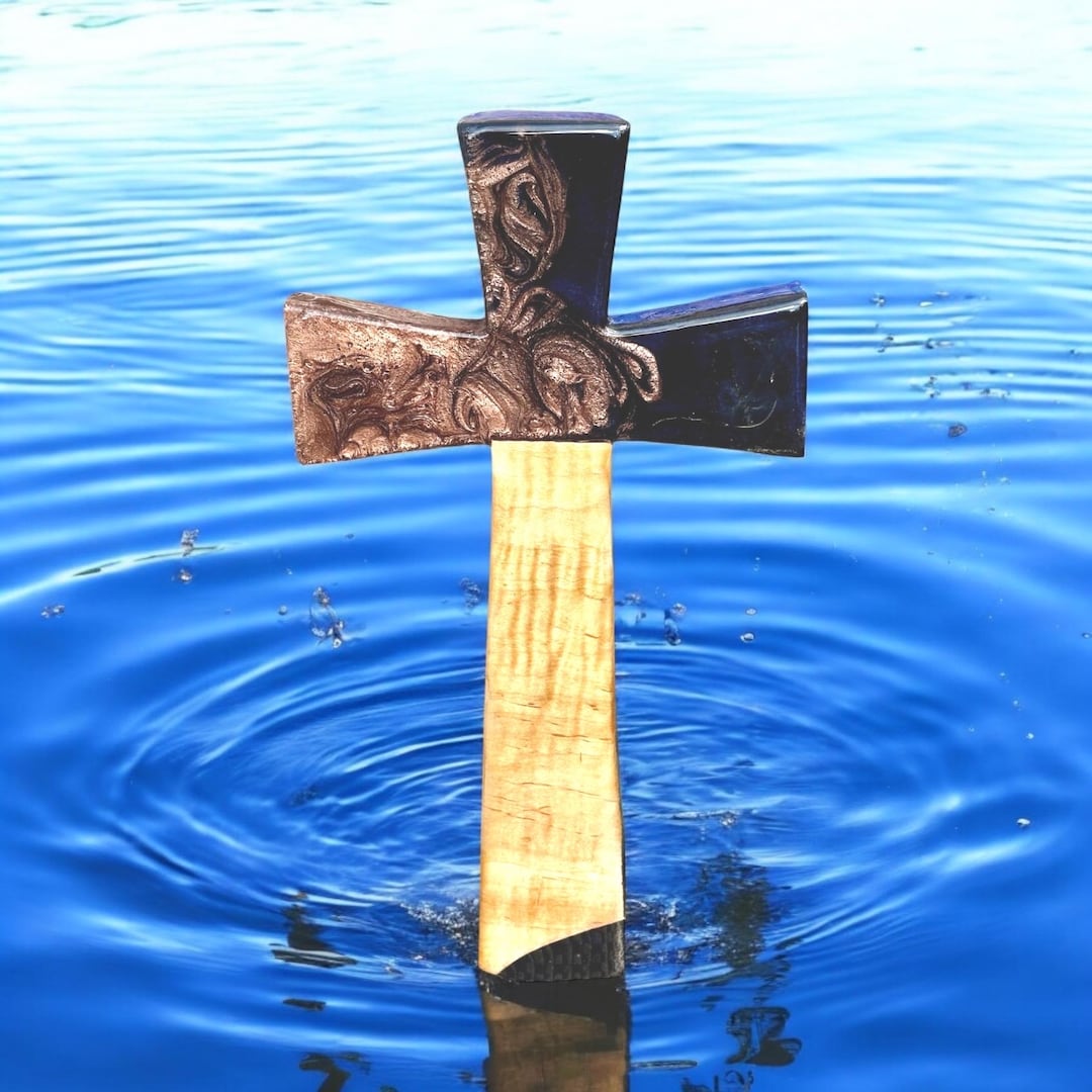 Navy Blue and Copper/bronze Epoxy Resin Olive Wood Traditional Flared ...