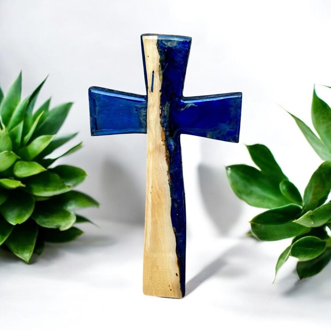 Navy Blue With Gold Swirls Epoxy Resin Maple Wood Handmade Traditional ...