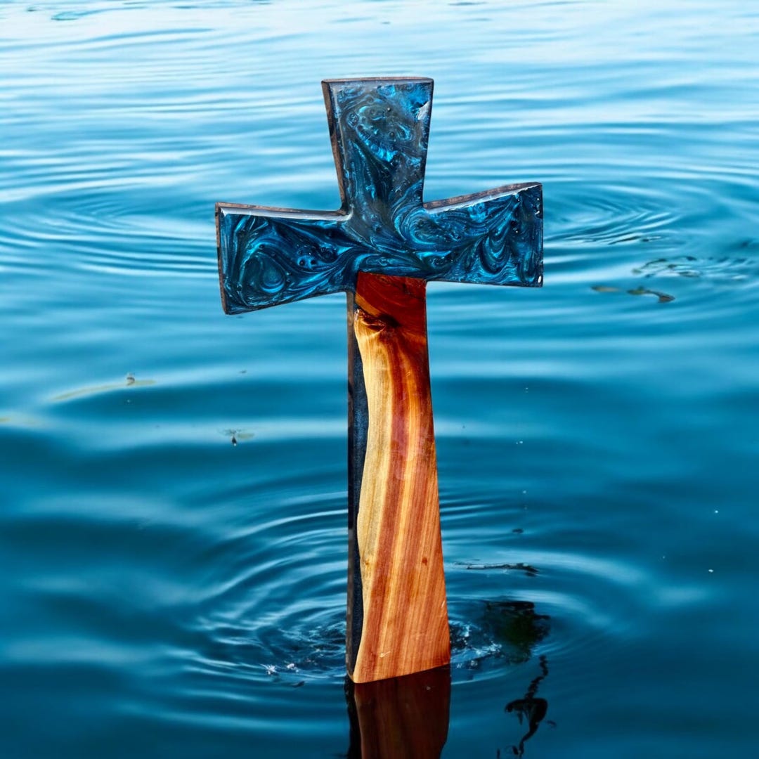 Royal Navy Blue Epoxy Resin Poplar Wood XL Handmade Handcrafted ...