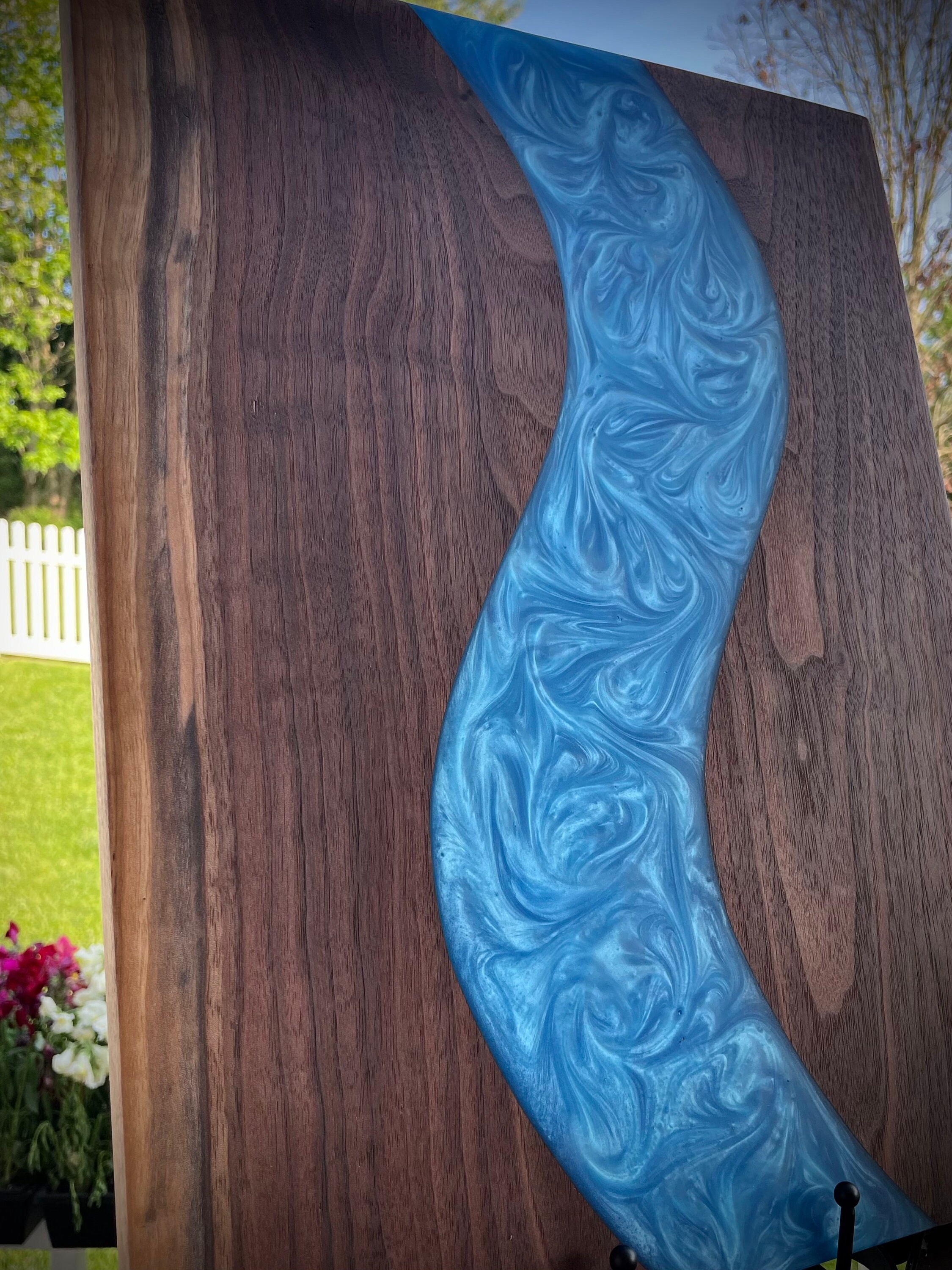 Personalized Charcuterie Board Electric Blue Epoxy River Black - Etsy