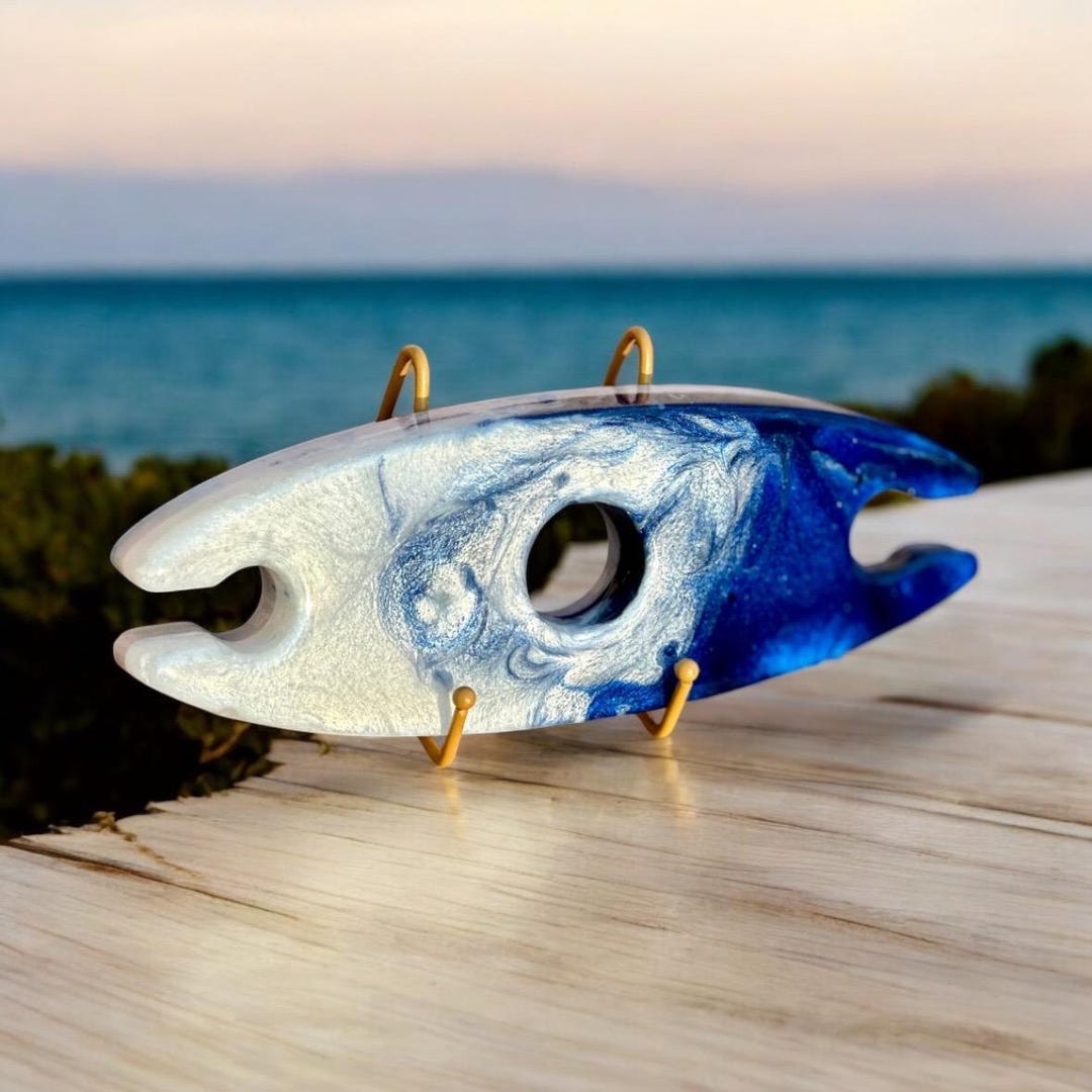 Admiral/cobalt/navy/royal Blue and White Swirls Epoxy Resin Olive Wood ...