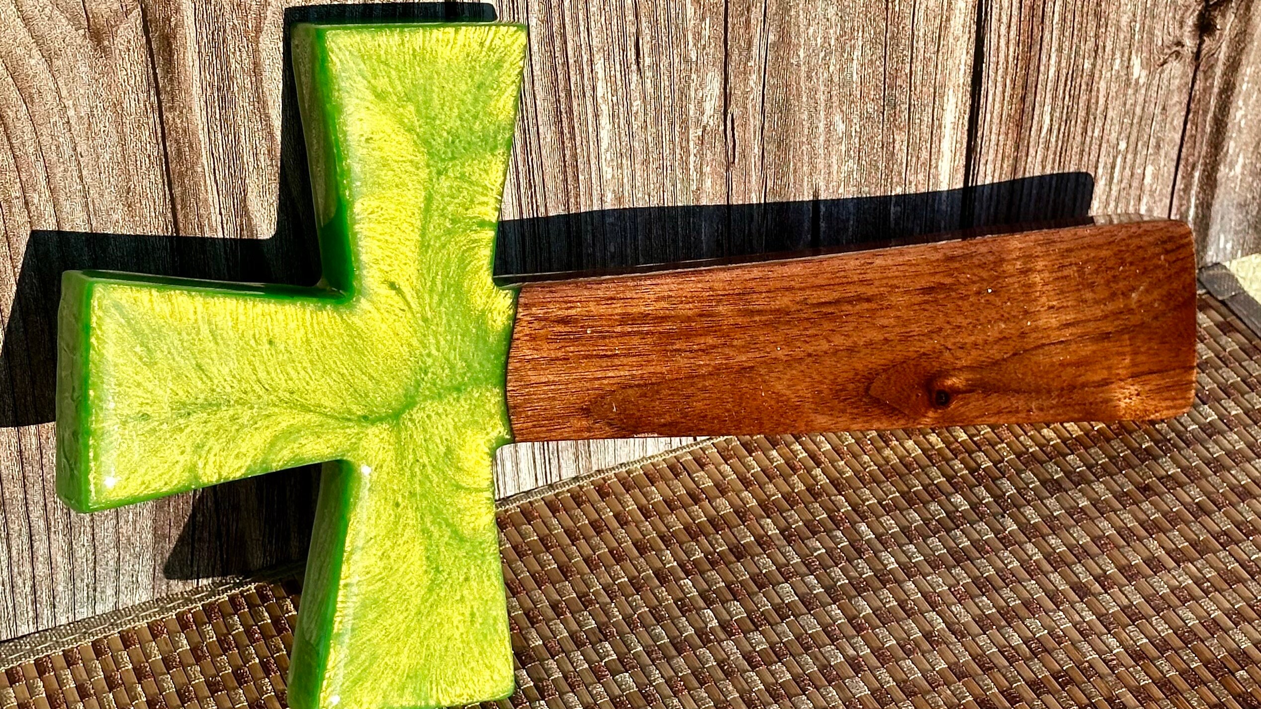 XL Large Lime/neon Green Epoxy Resin Black Walnut Wood Handmade Flared ...