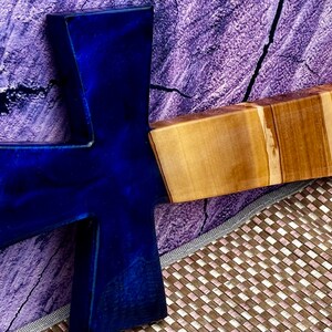 XL Royal Navy Blue Epoxy Resin Olive Wood Traditional Flared XL Cross ...