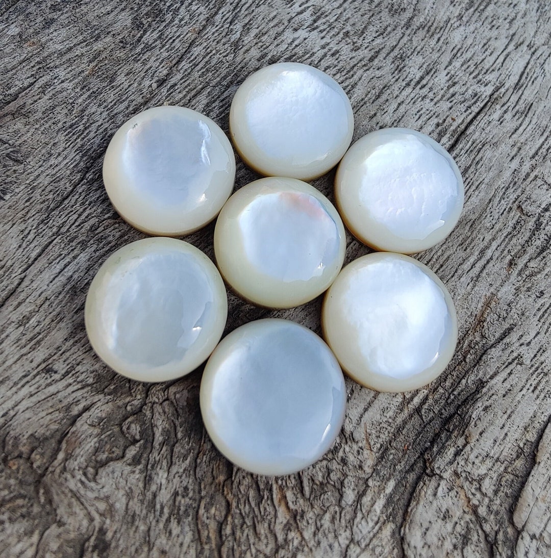AAA+ Natural Mother of Pearl Cabochon: Round Flat Back Calibrated ...