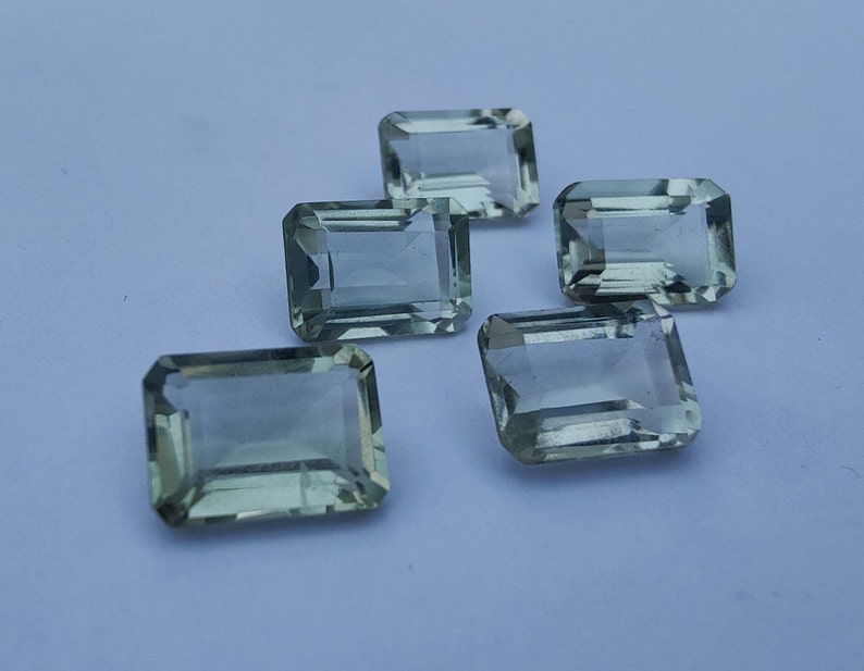 AAA+ Quality Natural Green Amethyst Gemstone: Rectangle Faceted Cut ...