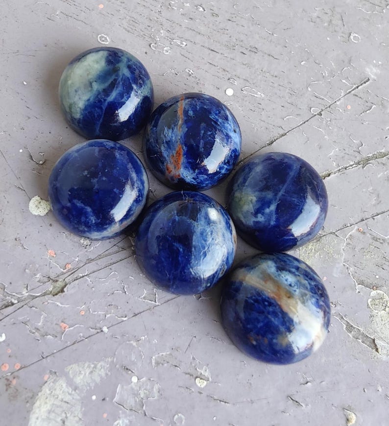 AAA+ Sodalite Cabochon: Round Flat Back Gemstone - Etsy