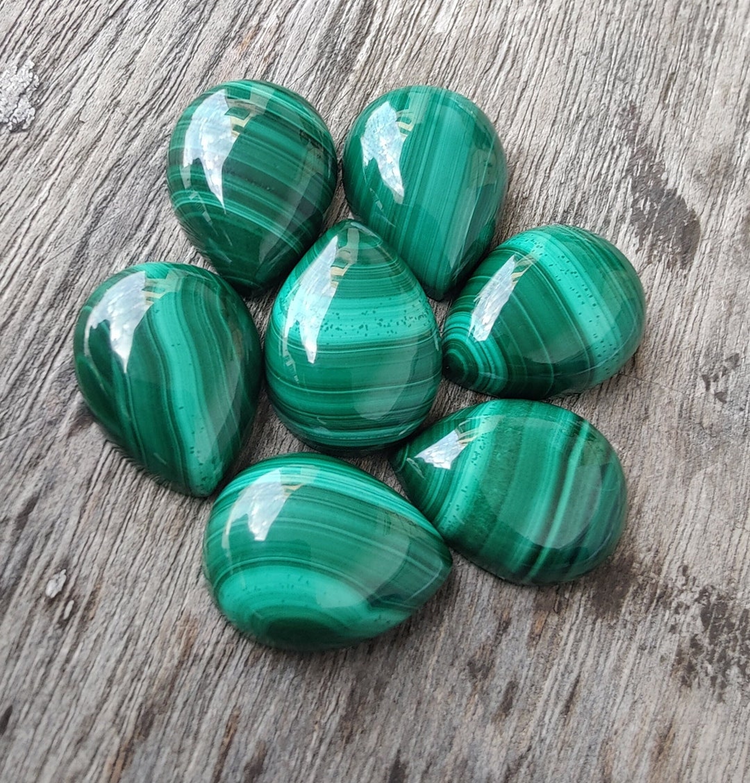 AAA+ Malachite Cabochon: Natural Green Pear Gemstone - Etsy