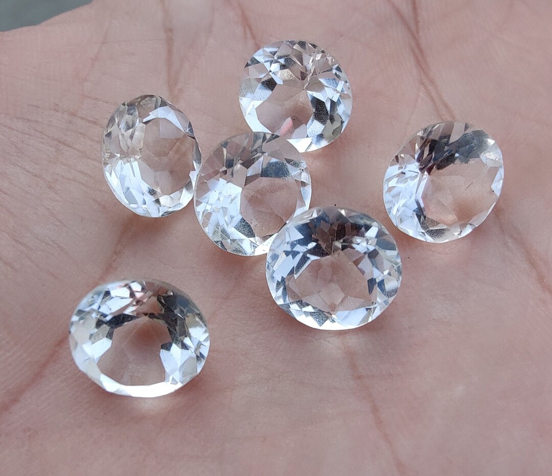 AAA+ Quality Natural Crystal Quartz Round Shape Faceted Cut Calibrated ...