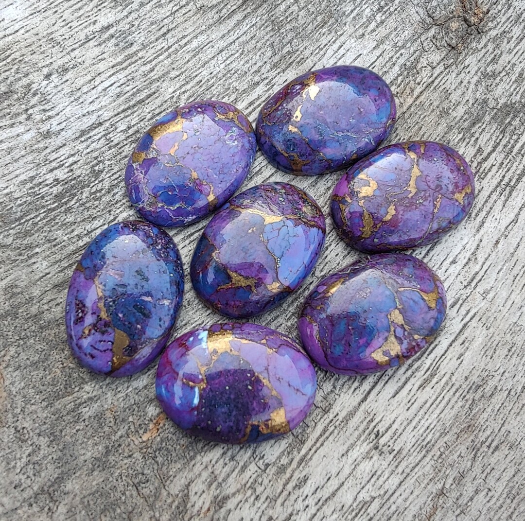 Natural Purple Copper Turquoise Cabochon: Oval Flat Back Calibrated ...