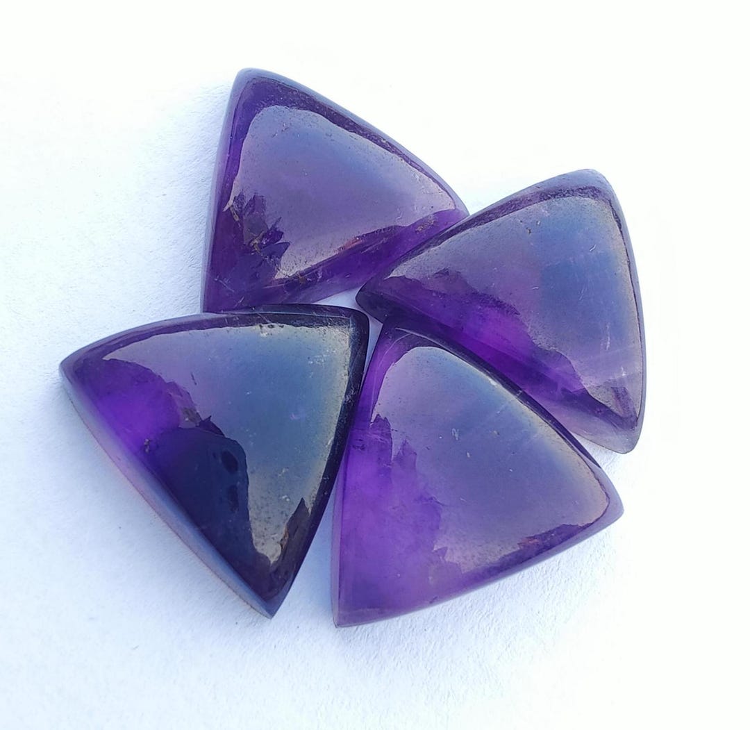 AAA+ Amethyst Triangle Cabochon: Calibrated Flat Back Gemstone - Etsy