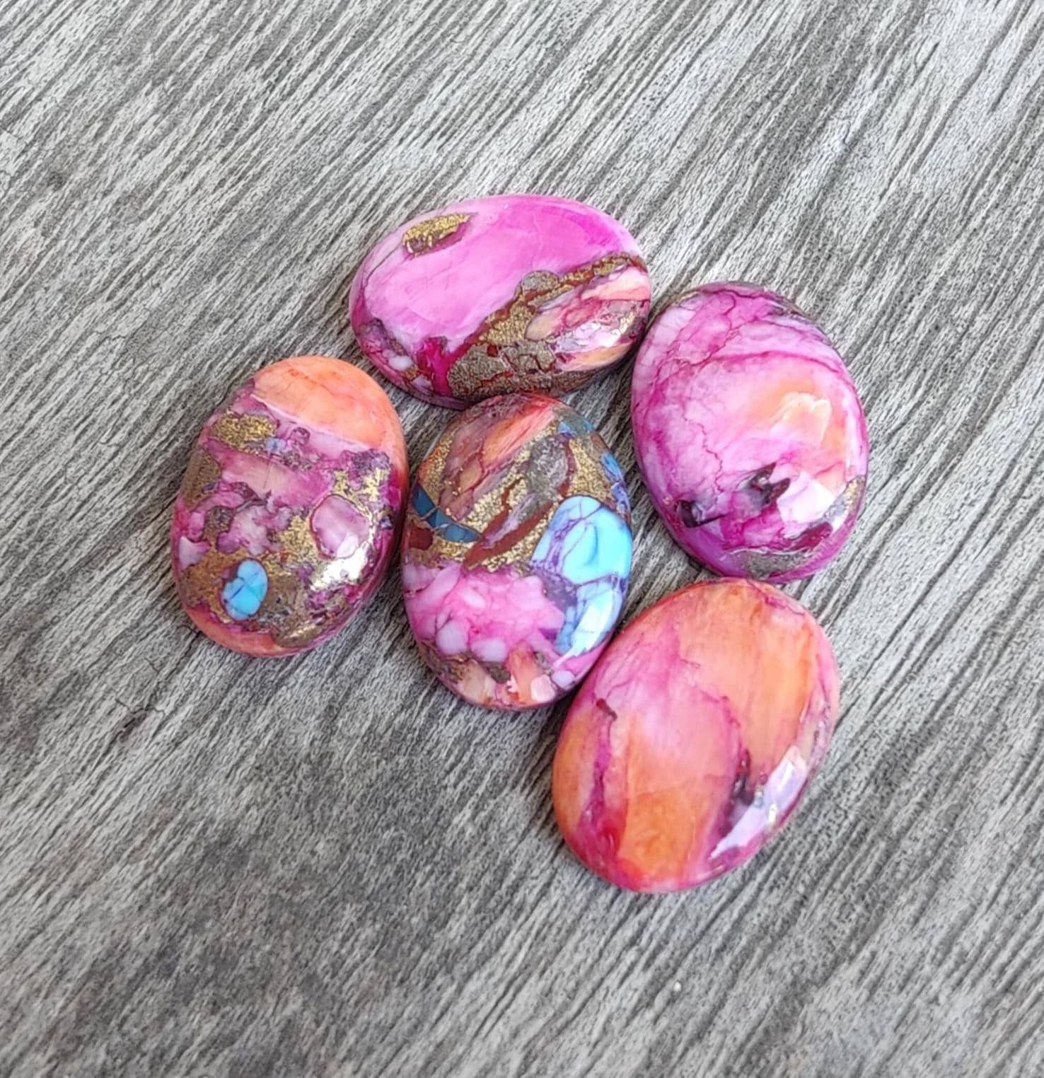 AAA+ Pink Spiny Oyster Turquoise Oval Cabochon: Flat Back Gemstone - Etsy