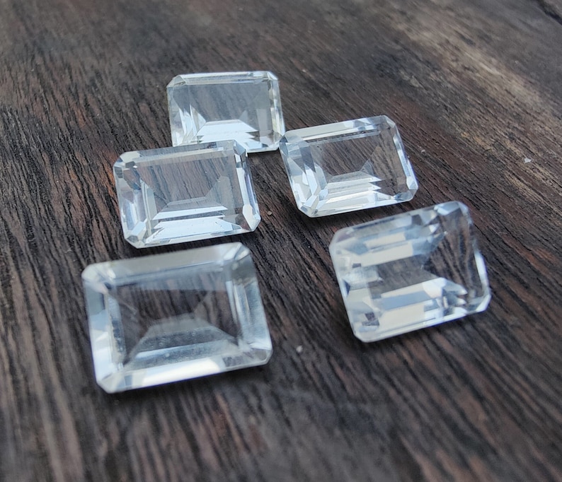 AAA+ Crystal Quartz Gemstone: Rectangle Faceted Cut, Calibrated Sizes ...