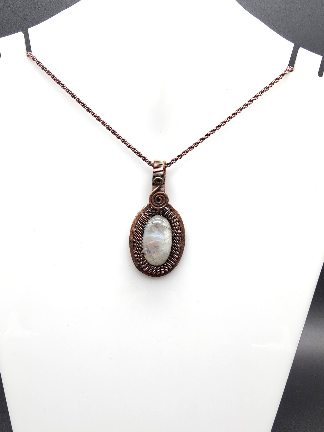 Rainbow Moonstone Pendant Copper Wire Wrapped Moonstone Gemstone ...