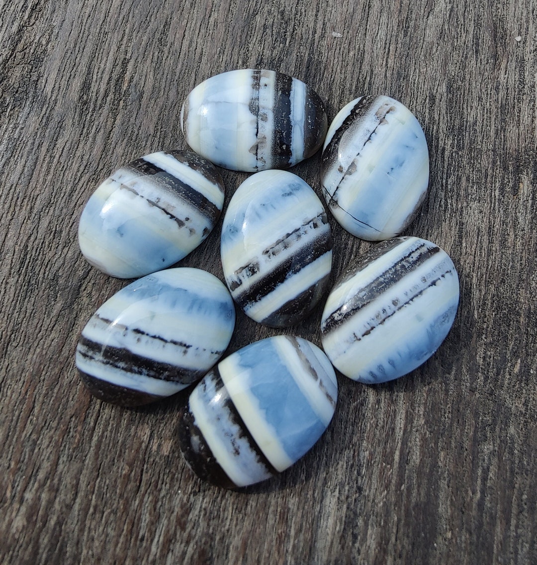 Top Quality Natural Blue Peruvian Opal Oval Shape Cabochon Flat Back ...