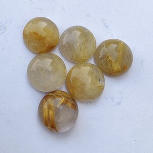AAA+ Quality Natural Golden Rutile Round Shape Cabochon Flat Back ...