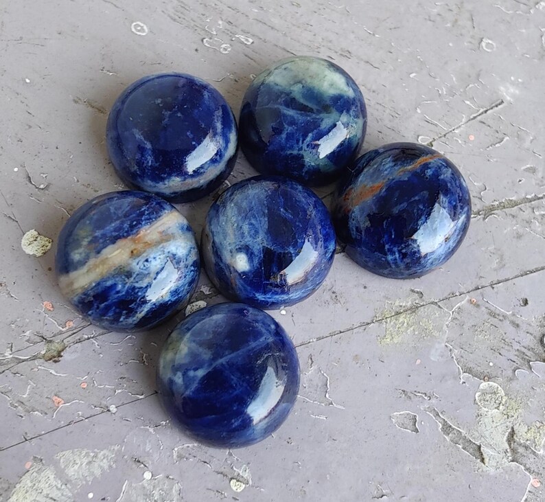 AAA+ Sodalite Cabochon: Round Flat Back Gemstone - Etsy