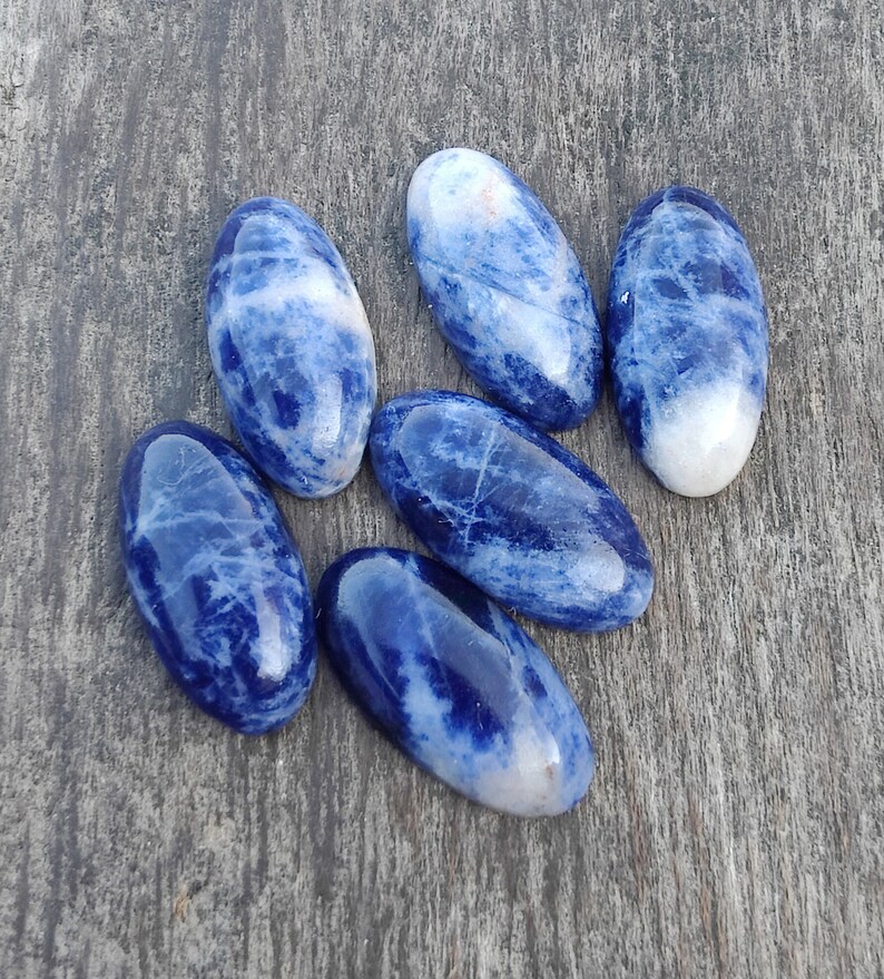 AAA+ Quality Natural Sodalite Cabochon: Big Oval Shape Blue-white Flat ...