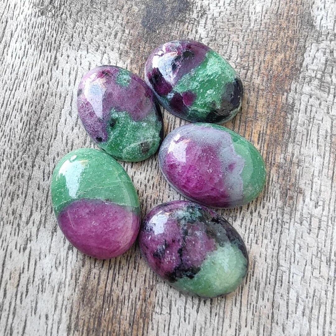 AAA+ Quality Natural Ruby Zoisite Oval Shape Cabochon Flat Back Calibrated Wholesale Gemstones ...