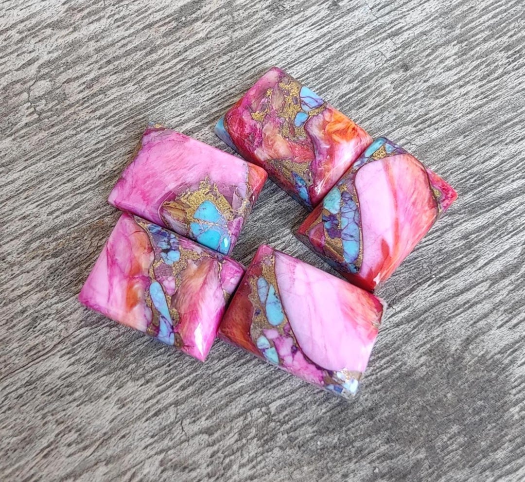 Pink Spiny Oyster Turquoise Cabochon: Rectangle AAA+ Gemstone - Etsy
