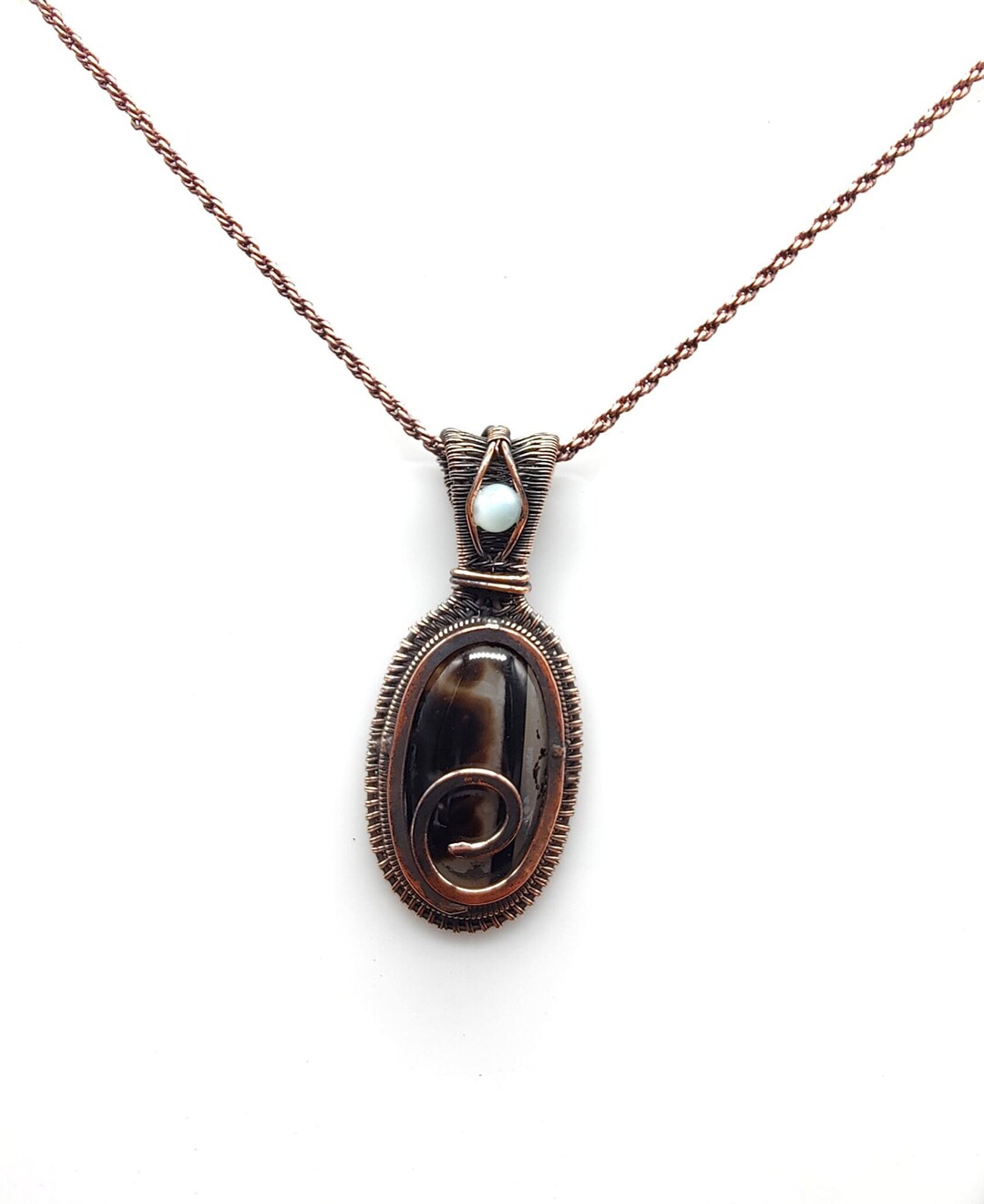 Botswana Agate Pendant Copper Wire Wrapped Pendant Botswana Agate ...