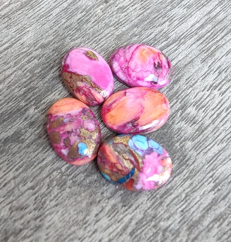 AAA+ Quality Natural Pink Spiny Oyster Turquoise Oval Cabochon: Flat ...