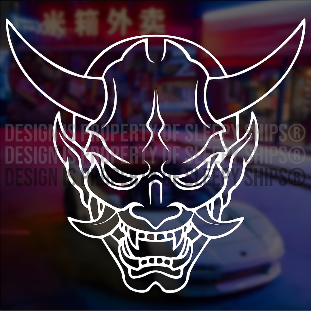 Oni Mask Detailed Vinyl Decal | JDM, Street Racing, Drift, Turbo, Funny ...