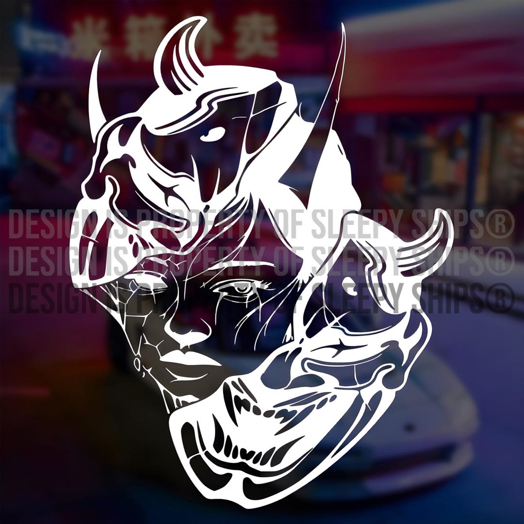 Detailed Hannya Mask Vinyl Decal | JDM, Japanese, Drift, Racing, Turbo ...