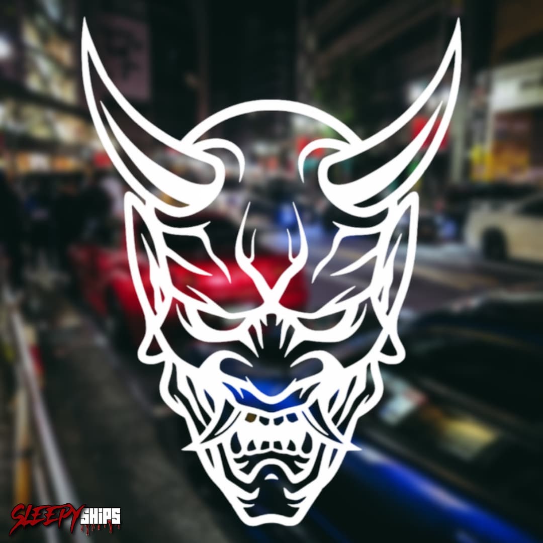 JDM Oni Mask Vinyl Decal Japanese/ Text/ Banner/ Exhaust/ Ninja/ Street ...