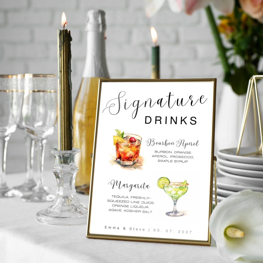 Signature Drinks Sign Template Signature Cocktail Sign - Etsy