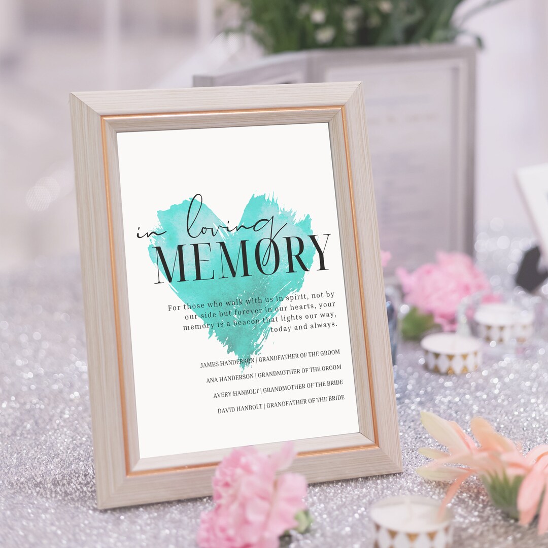 Forever Remembered:in Loving Memory Sign Template minimalist Wedding ...