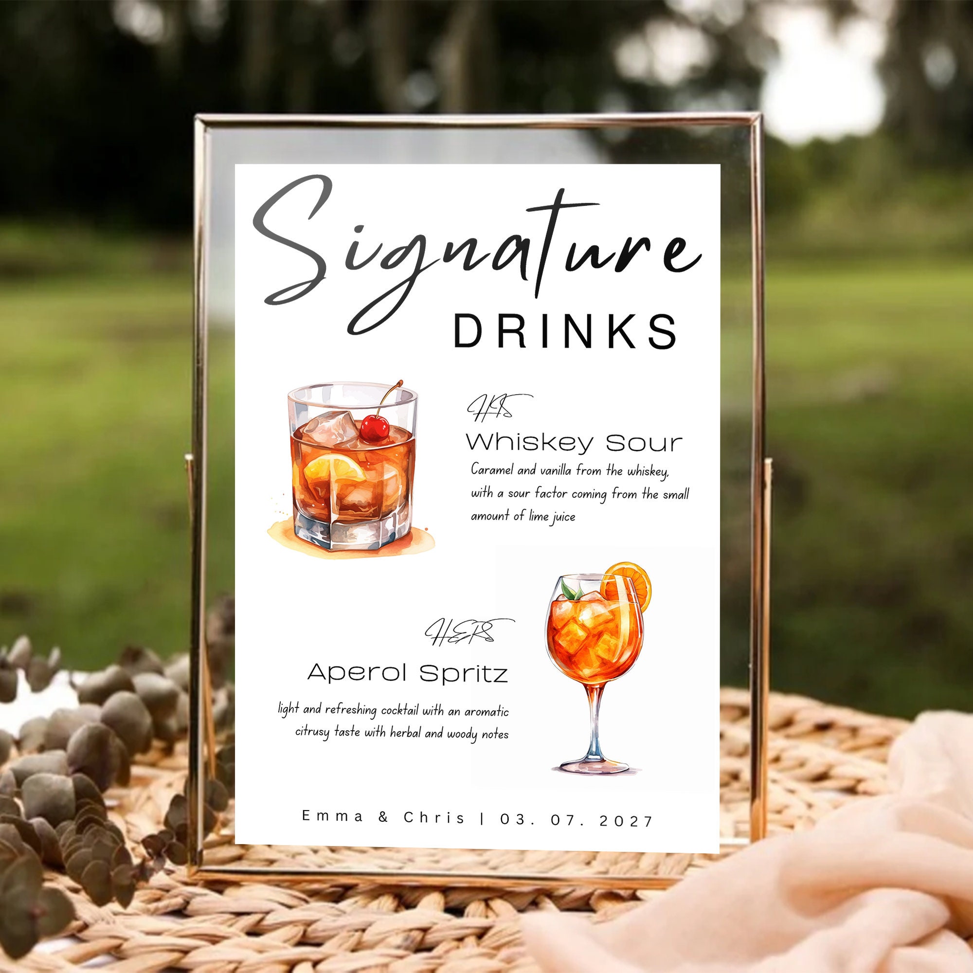 Signature Drinks Sign Template, Signature Cocktail Sign, Minimalist ...