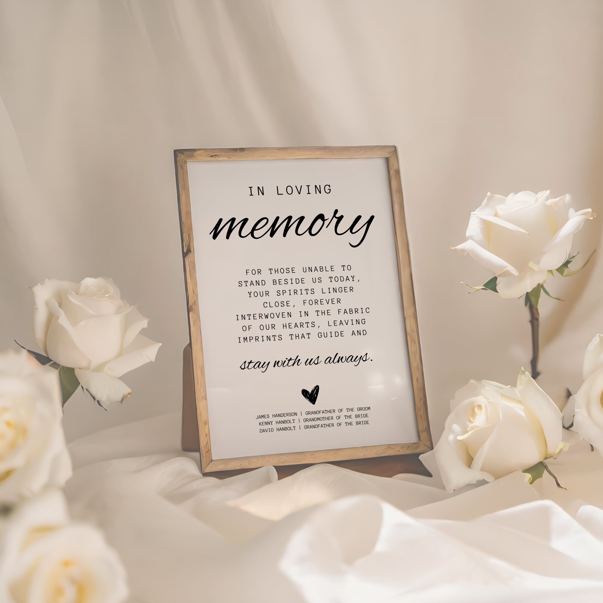 Forever Remembered: in Loving Memory Sign Template minimalist Wedding ...