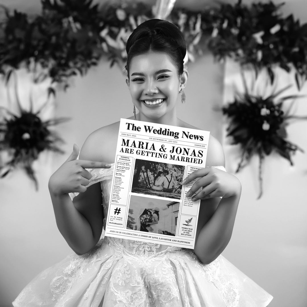 Newspaper-style Wedding Program Template, Editable Infographic Design ...